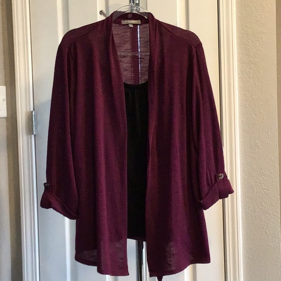 NY Collection | Tops | Ny Collection Woman X Faux 2fer Purple And Black ...
